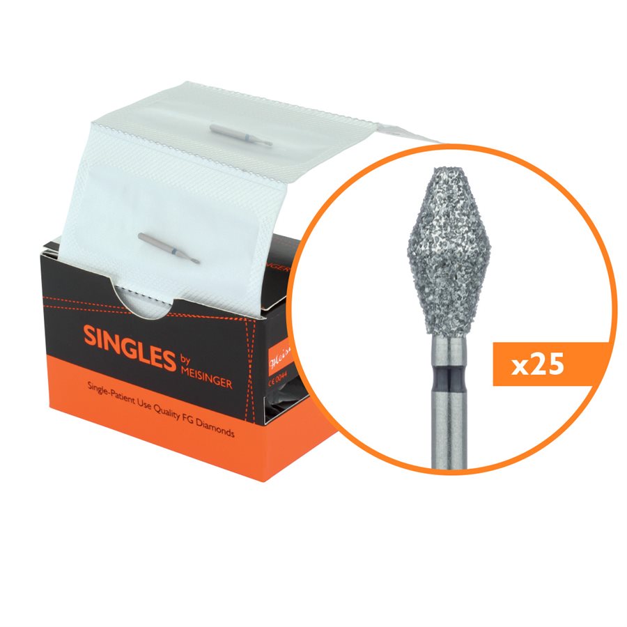 2137C Single-Use Diamond Bur, Sterile, 25 Pack, 3.7mm Ø, Barrel, 7mm ...