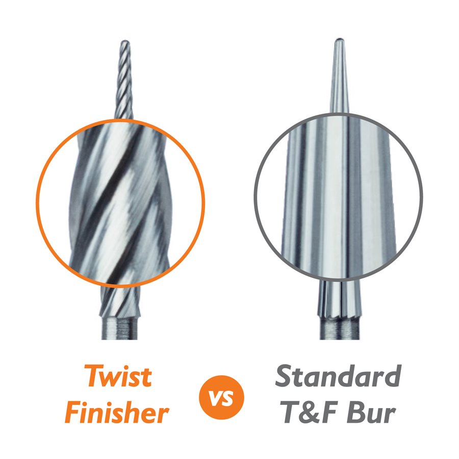D0379-023-FG Trimming & Finishing Carbide Bur, Twist Finisher, 2.3mm Ø ...